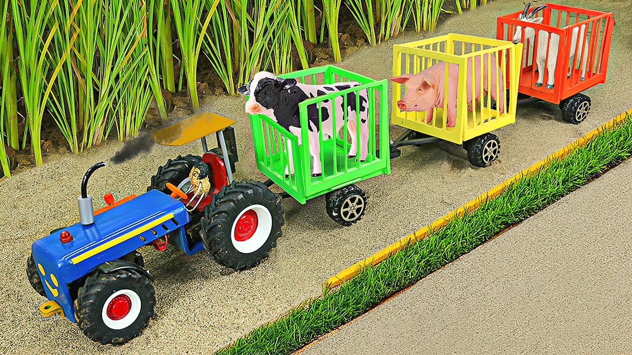DIY Tractor With three Trailers To Pickup Farm Animals Cow,Pig,Chicken ...