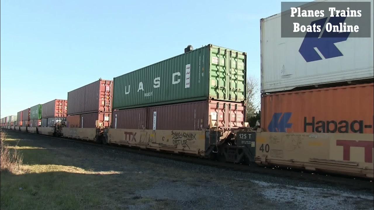 Train 148 Intermodal CN 5783 & CN 8859 Locomotives Eastbound At Mandaumin Crossing - YouTube