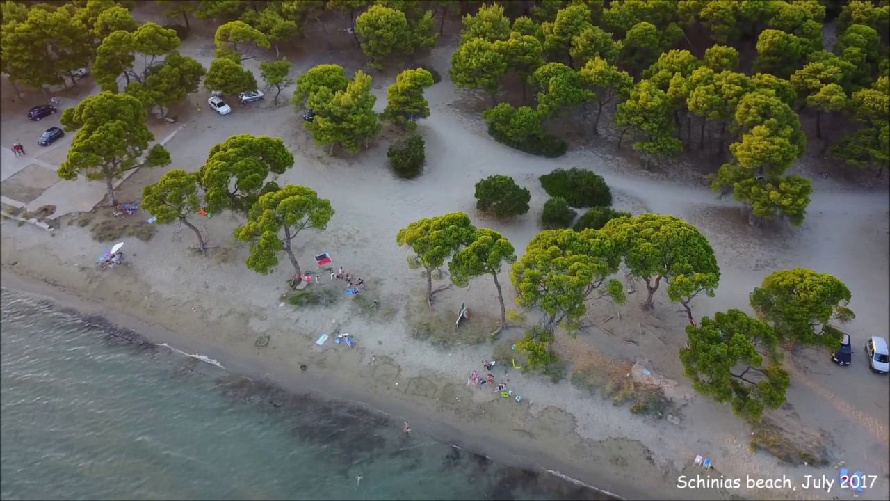 Flight over Schinias beach near Marathon, Greece - YouTube
