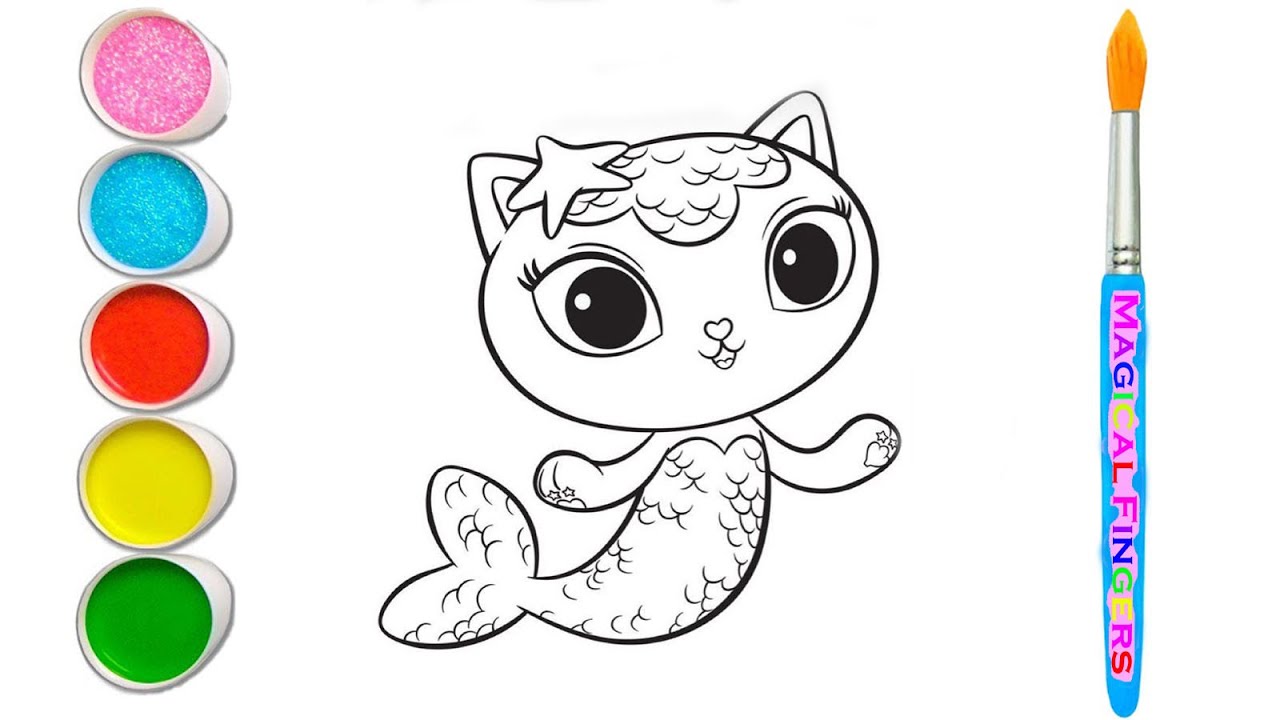How to Draw ️ Sea Cat 🐚😻 Painting 🖌️, Coloring 🎨 | Coloring and Drawing ...