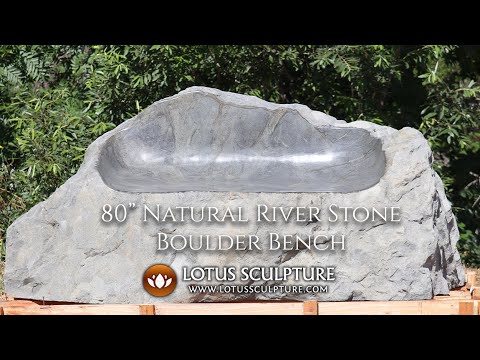 Natural River Stone Boulder Bench with Polished Seat 80" | Lotus ...