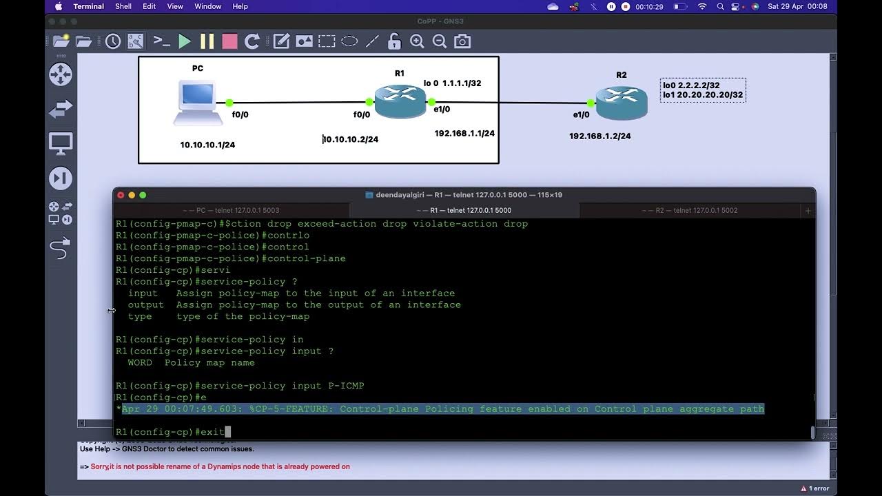 Control Plane Policing (CoPP) #CoPP Configuration #hindi How to block icmp on control plane ...