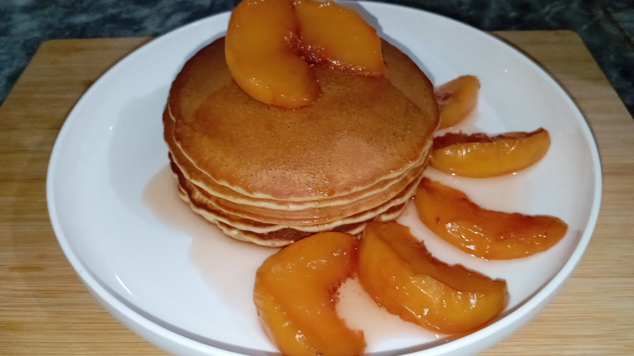 Easiest Fluffy Pan Cakes with Peach syrup Recipe| 10 minutes recipe ...
