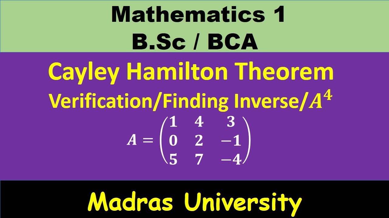 Cayley Hamilton Theorem - Inverse / verification/ power of A ...