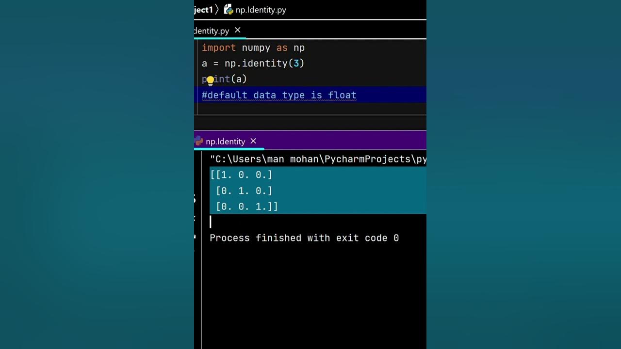 identity function of numpy in python - YouTube