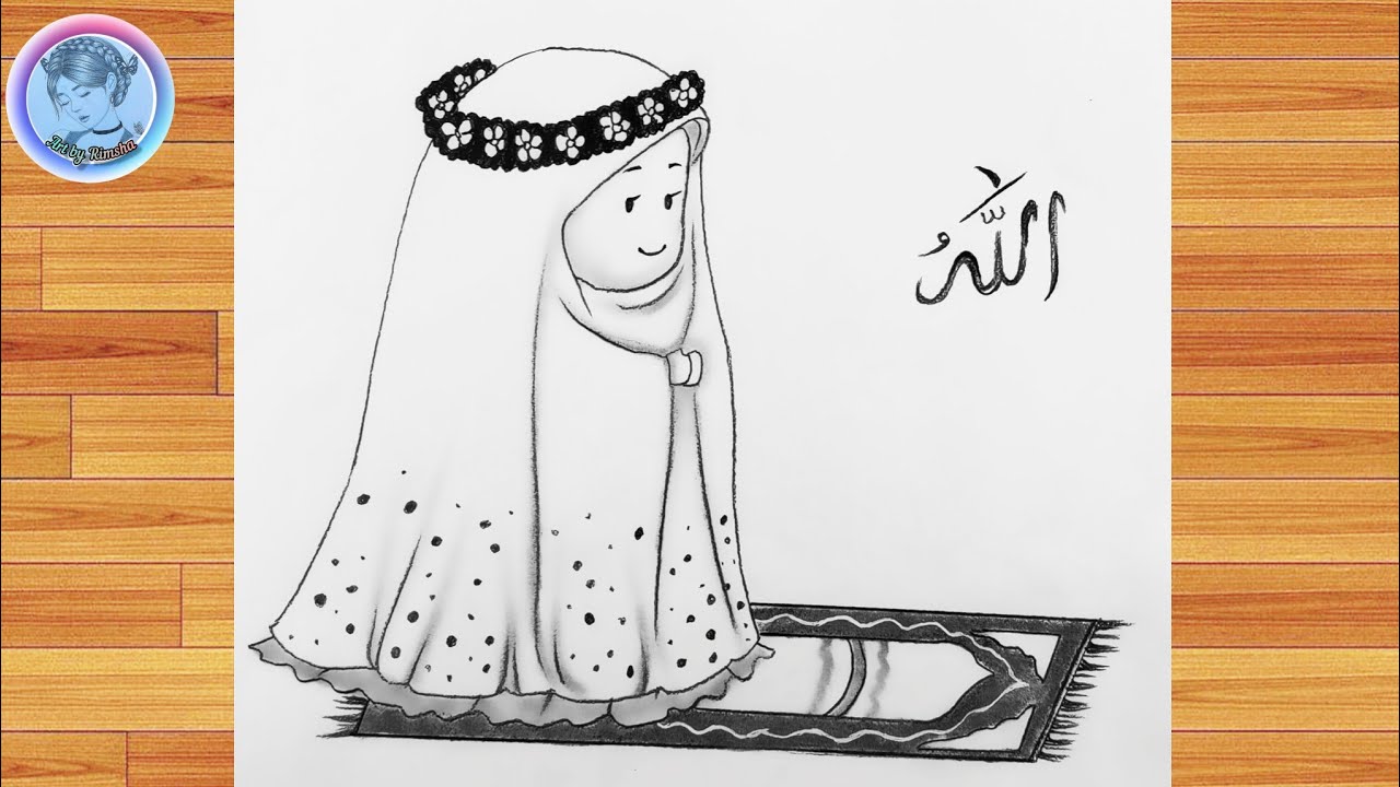 How to draw a Cute Muslim girl Praying||Drawing Muslim girl simple ...