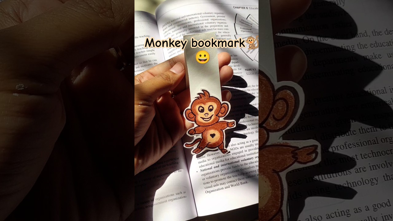 Cute monkey bookmark 🐒😀#art #drawing #cute #monkey #bookmark #shorts # ...