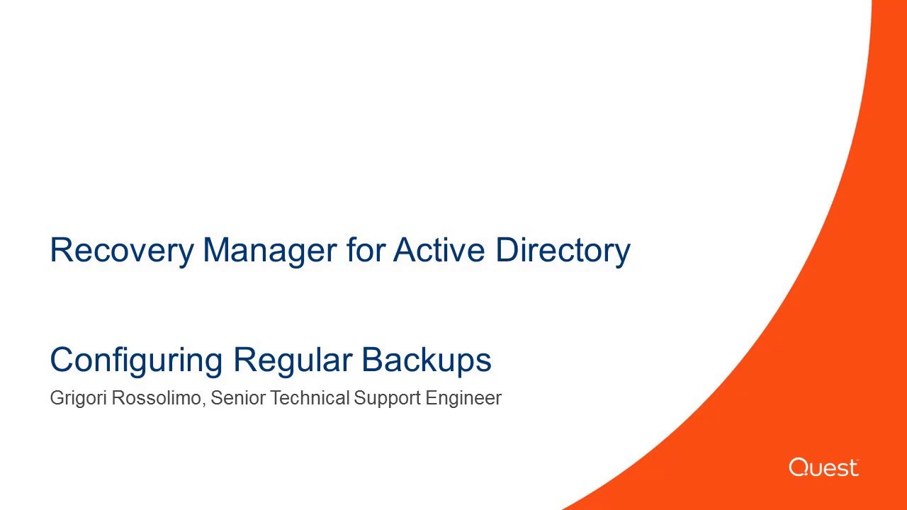 Recovery Manager for Active Directory configuration instructions - YouTube