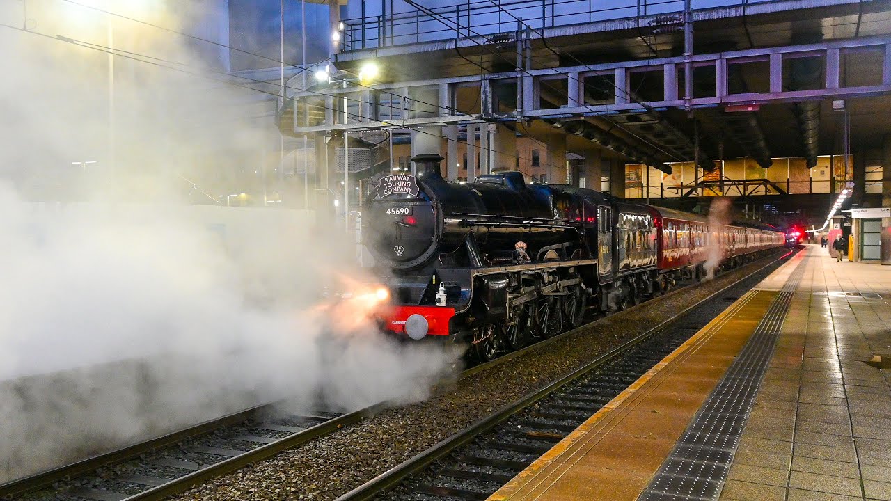 Ex- LMS Steam Locomotive - Leander in Manchester Dec 4th 2021 - YouTube