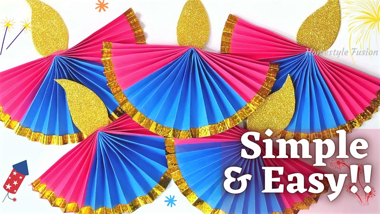 EASY DIWALI Paper Decoration Ideas | DIY Paper Diya | Diwali Paper ...