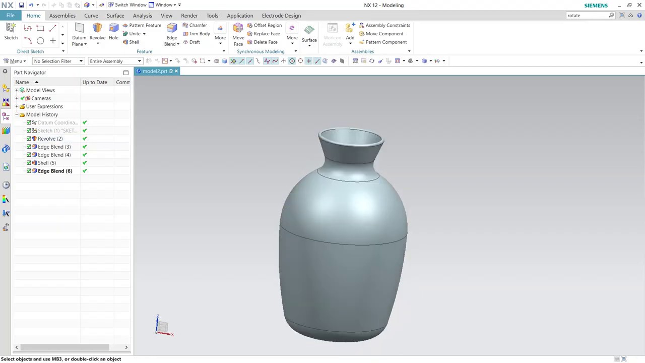 Siemens Nx 12 - Modelling of a Vase (Basic Tutorial) - YouTube