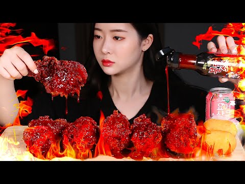 ASMR THE SPICIEST FRIED CHICKEN IN KOREA 🔥VAMPIRE HELLGATE FLAVOR 14,000 SHU MUKBANG EATING SHOW