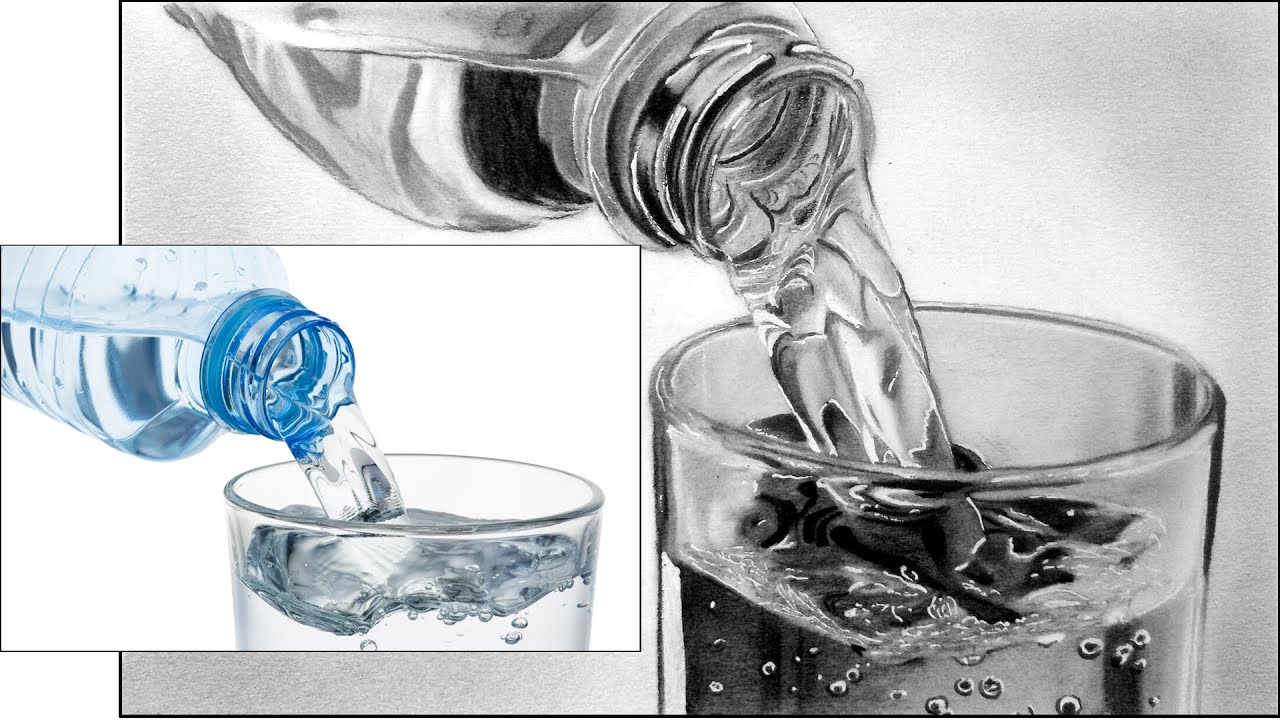 WATER BOTTLE WITH GLASS DRAWING & SHADING || 2020 - # 32 - YouTube