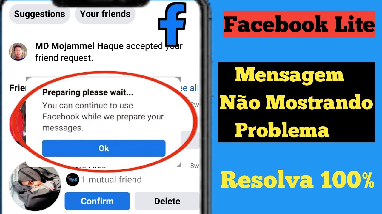Problema de não exibição de mensagem do Facebook Lite 2024 ll - YouTube