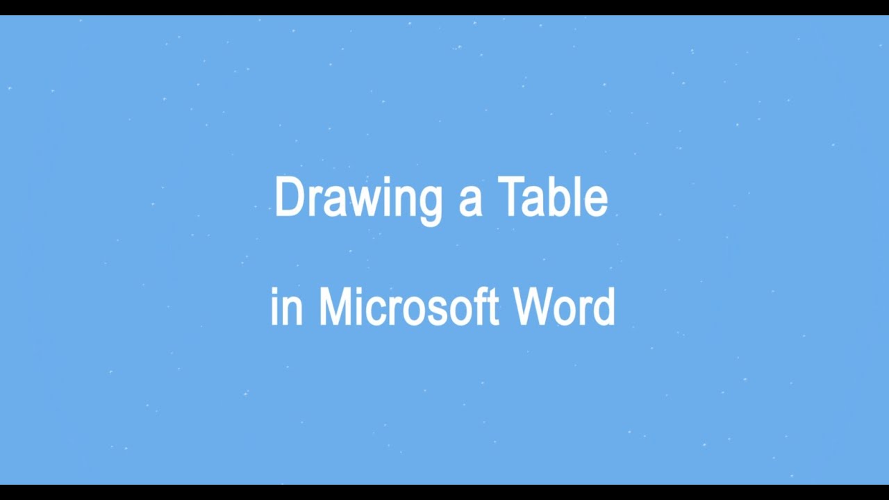 Drawing a Table in Microsoft Word - YouTube