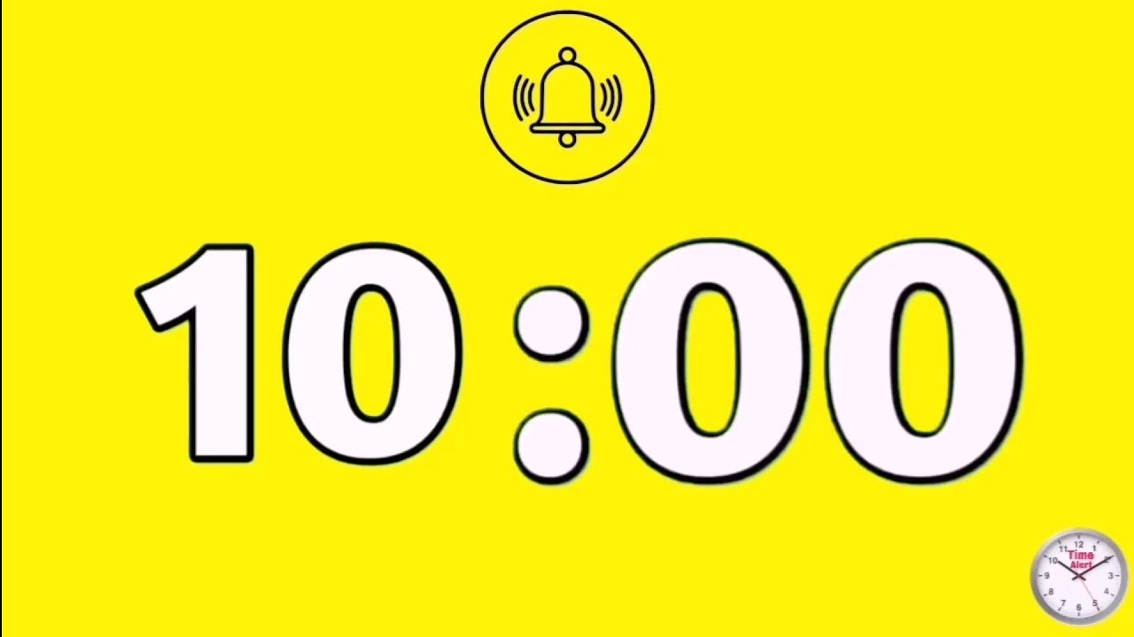 10 Minute Timer Yellow Background Simple Clear Time With Alarm - YouTube