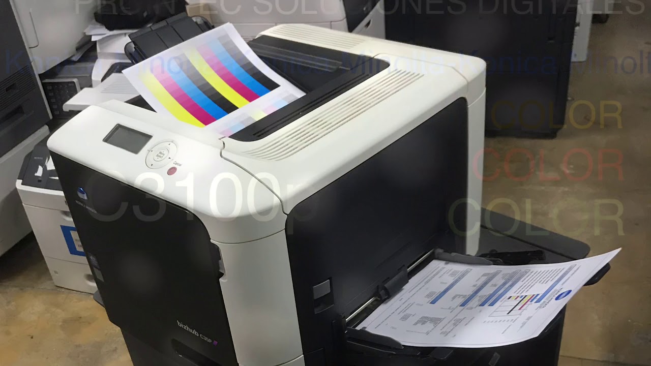 Konica Minolta C3100p color - YouTube
