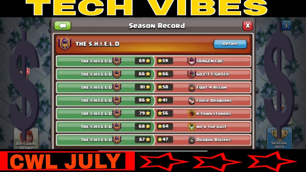 Clash Of Clan CWL July season 2021 | All wins on the table🍾🍻 | Top ...