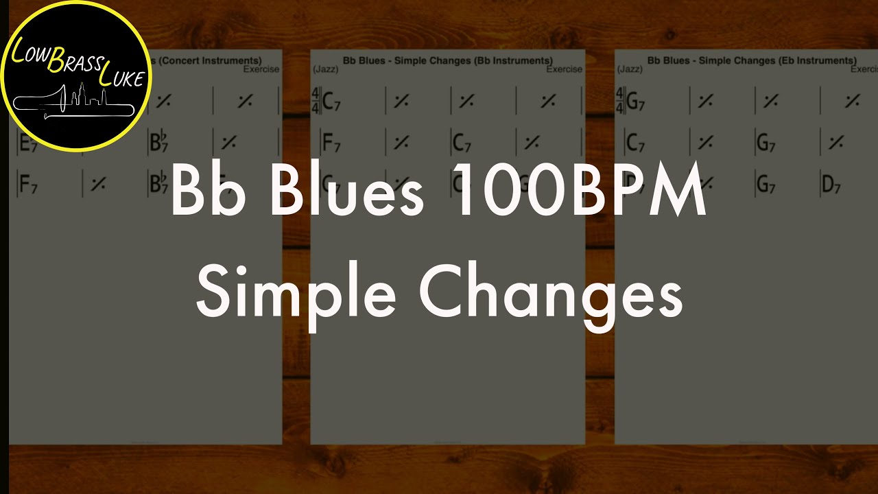 Blues in Bb, Simple Chord Changes 100BPM (Jazz Play-Along) - YouTube