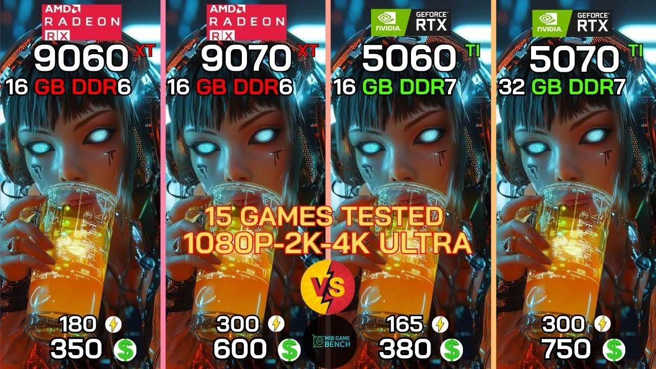RX 9060 XT vs RX 9070 XT vs RTX 5060 TI vs RTX 5070TI | 15 Games Tested ...