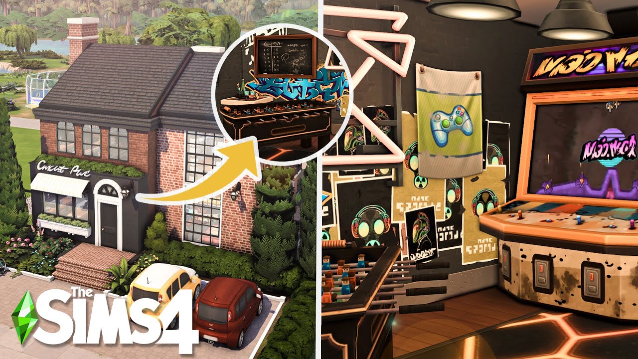 Willow Creek Arcade Bar & Apartment | NO CC | The Sims 4 Speed Build ...