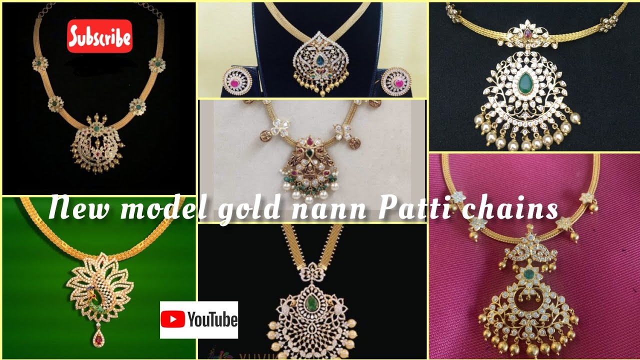 New model gold Nann pathkam necklace designs //Nann Patti chains ...