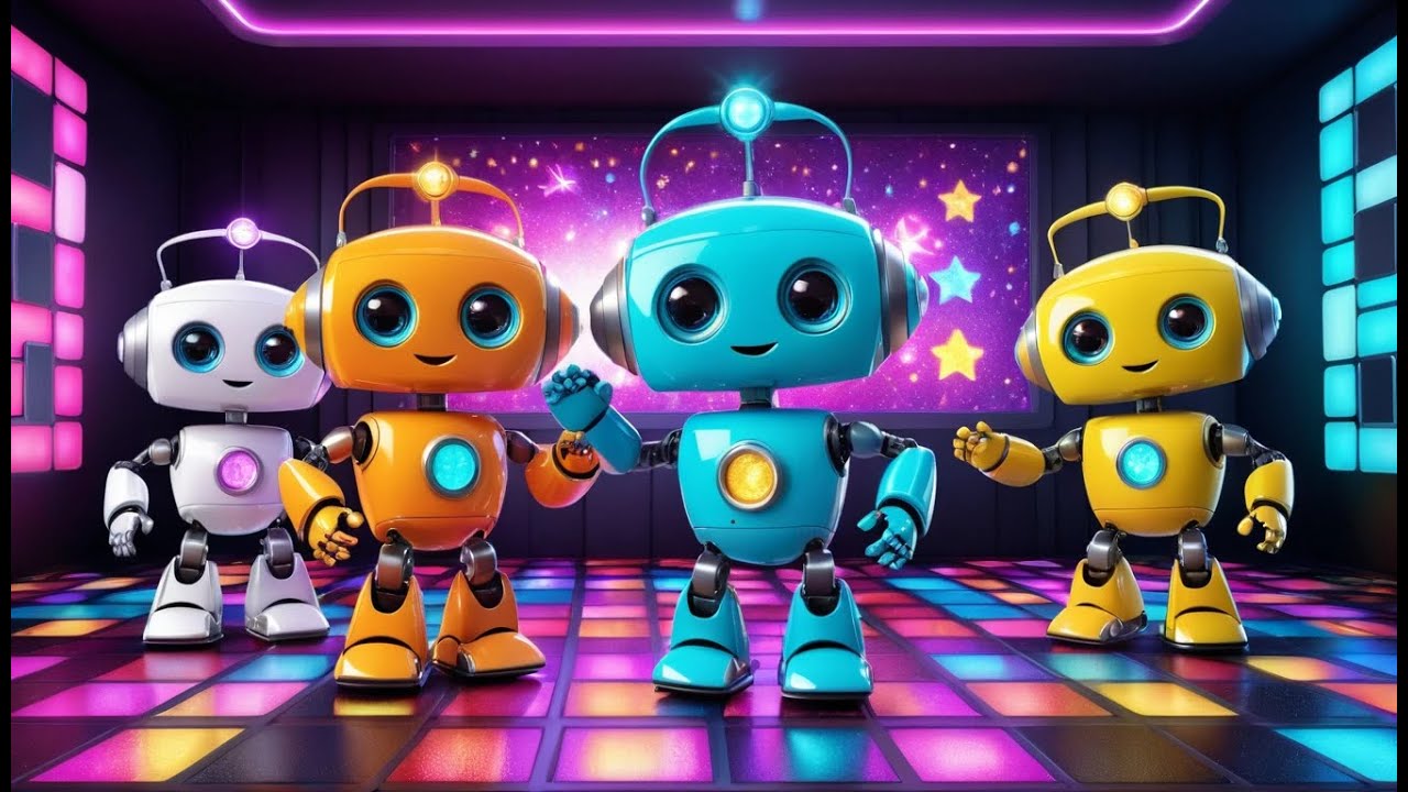 Head Shoulders Knees and Toes with Dancing Robots | Fun Body Parts Song ...