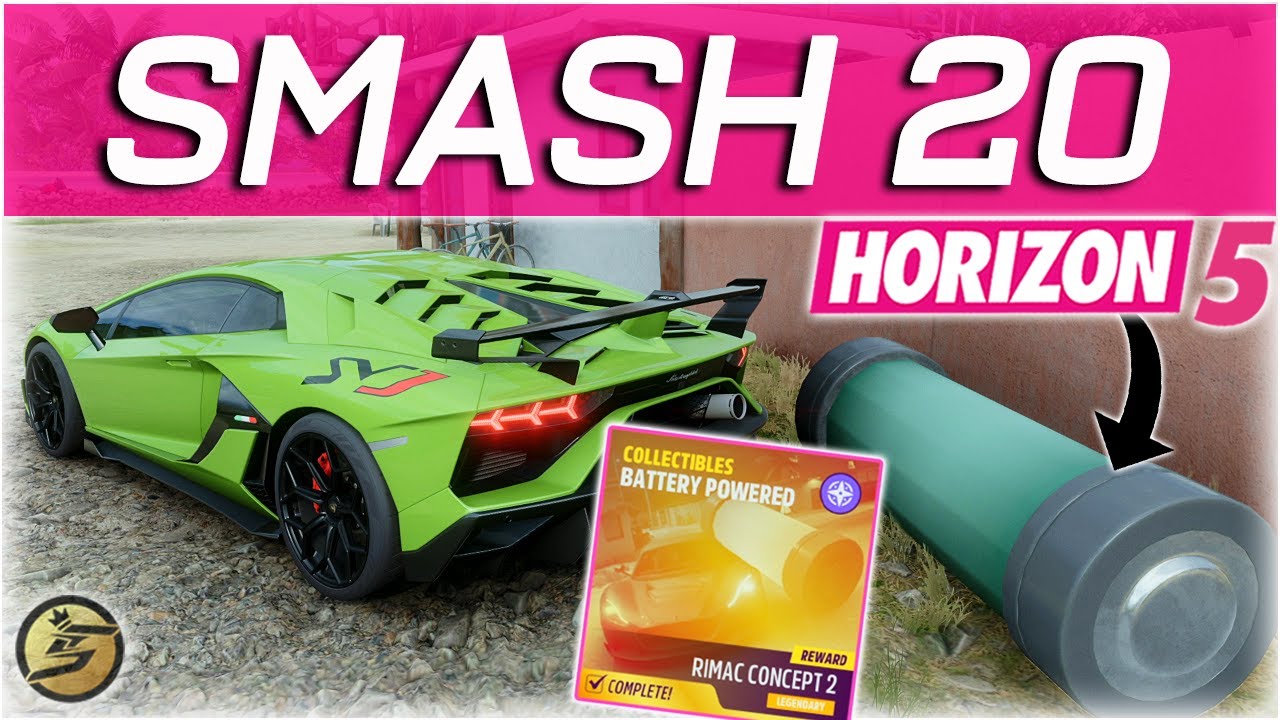 SMASH 20 BATTERIES in Playa Azul Forza Horizon 5 COLLECTIBLES Battery ...