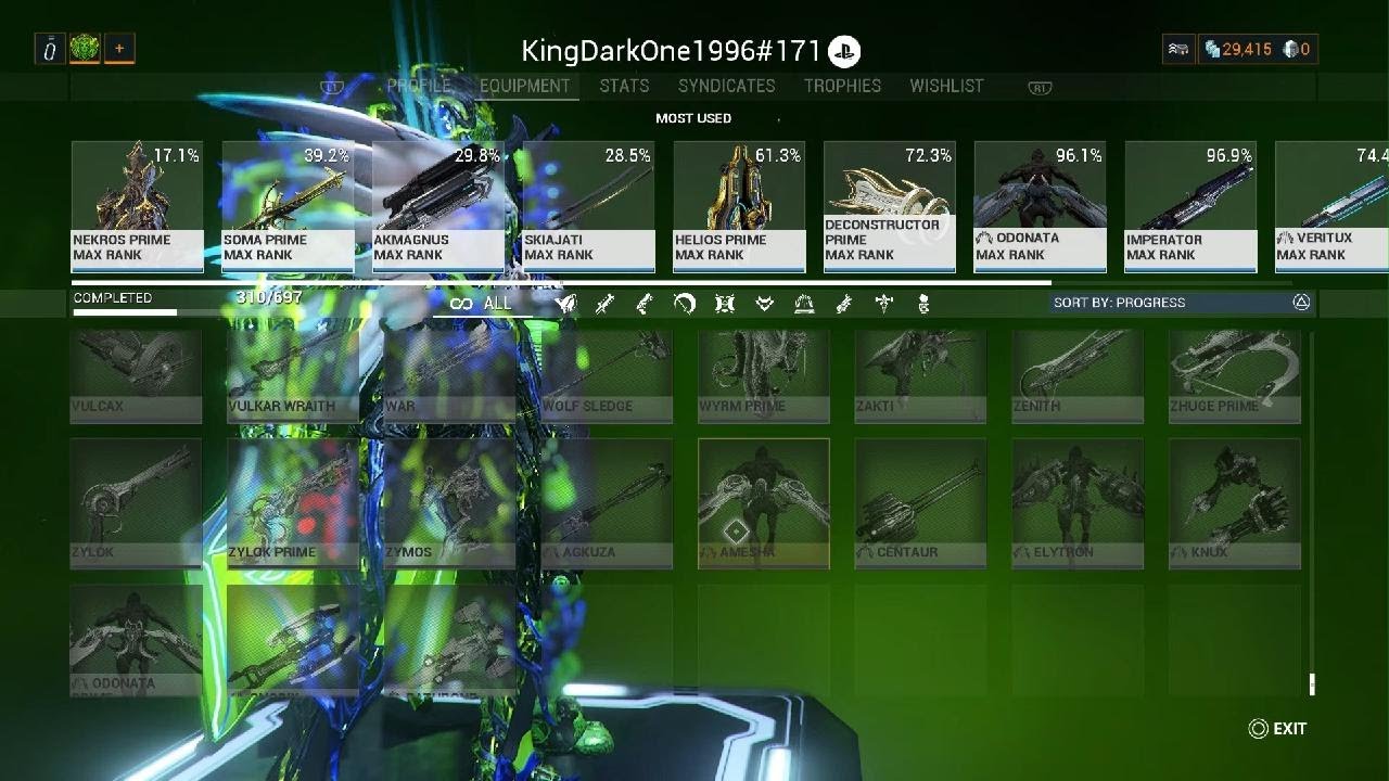 Warframe account looking good after all this time played - YouTube