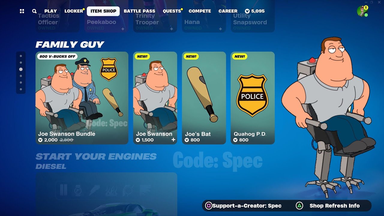 Joe Swanson Skin in Fortnite.. - YouTube