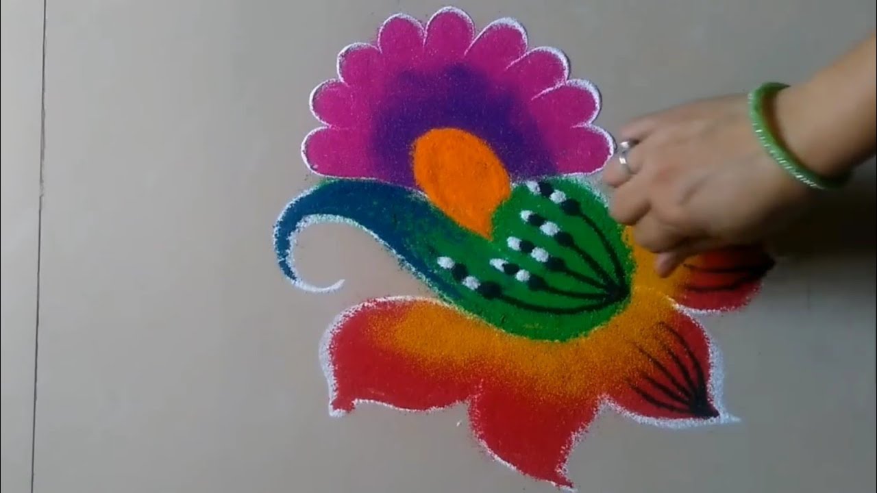 Very easy and beautiful shading rangoli design रोजके लिए......... - YouTube