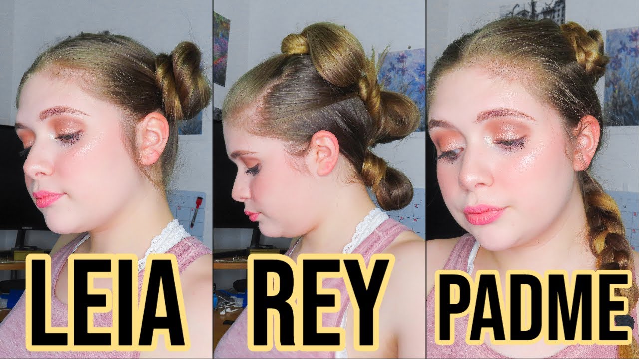3 STAR WARS HAIR TUTORIALS: Leia, Rey, and Padme - YouTube