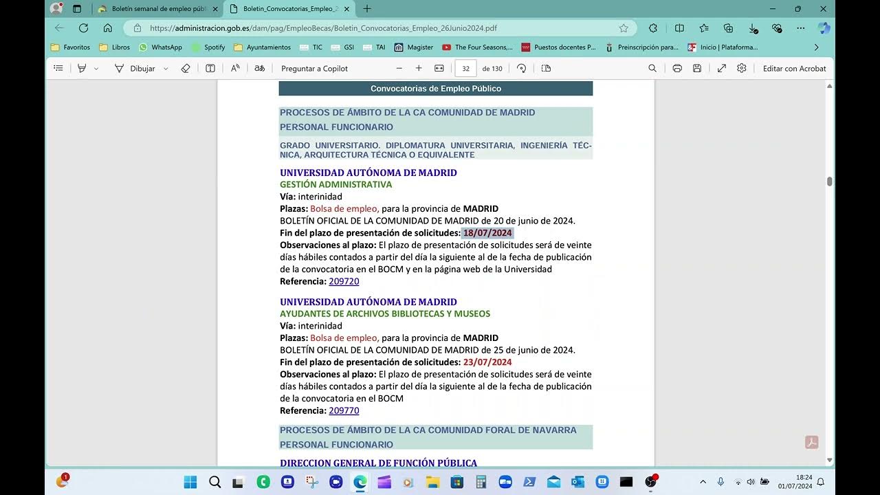 Boletín semanal de empleo público. Prof. Ingeniero Informático Eduardo Rojo Sánchez - YouTube