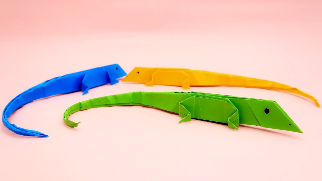 How to Origami Lizard Tutorial easy - Realistic Paper Lizard with tail ...