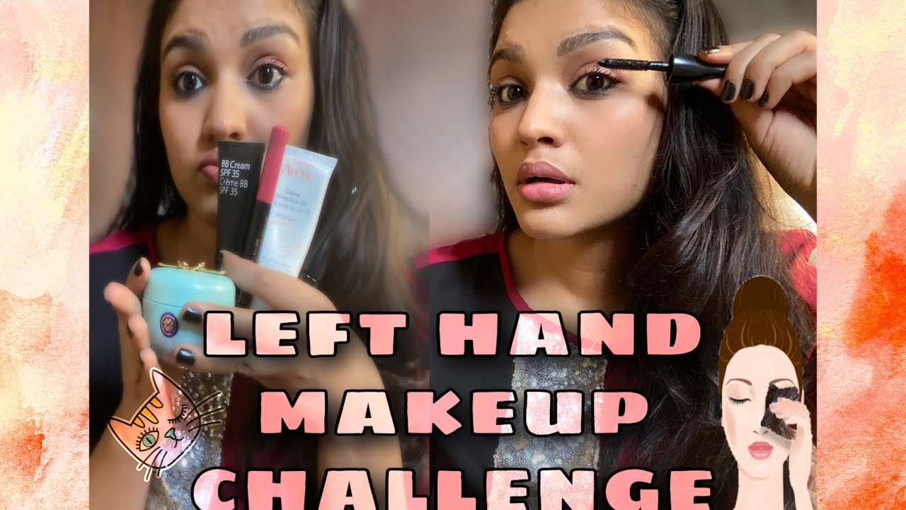 NATURAL MAKEUP LOOK|LEFT HAND MAKEUP CHALLENGE|USING 5 PRODUCTS - YouTube