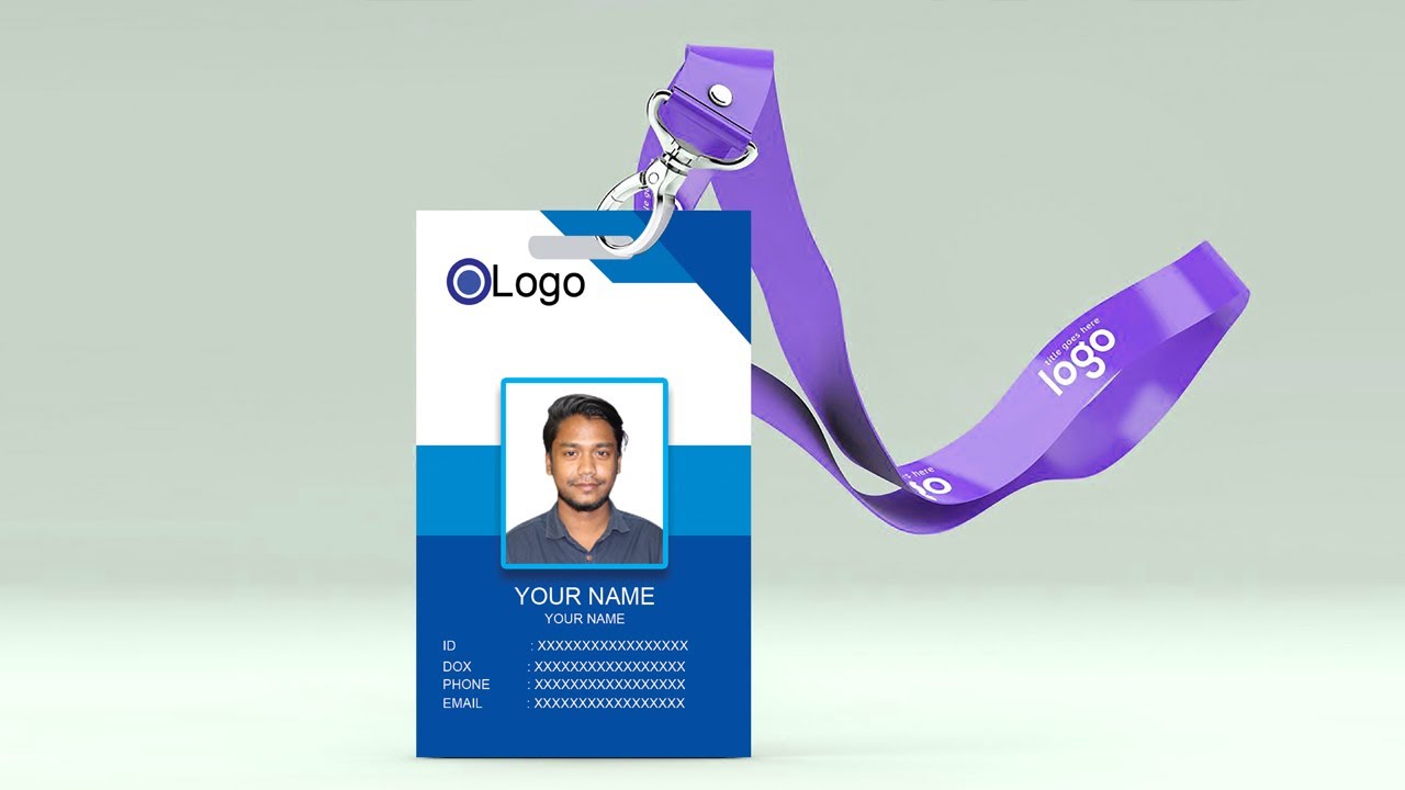 Identity Card Design Photoshop Tutorial ID Badge Mockup PSD - YouTube