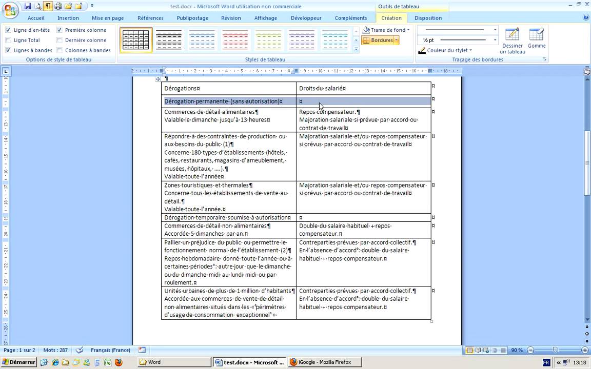 Word - Tableaux Simples - YouTube