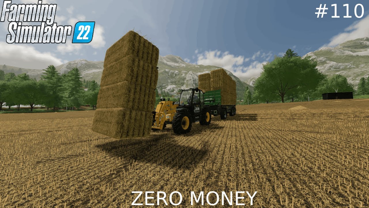 de stroo balen ophalen |#110| ZERO MONEY | farming simulator 22 - YouTube