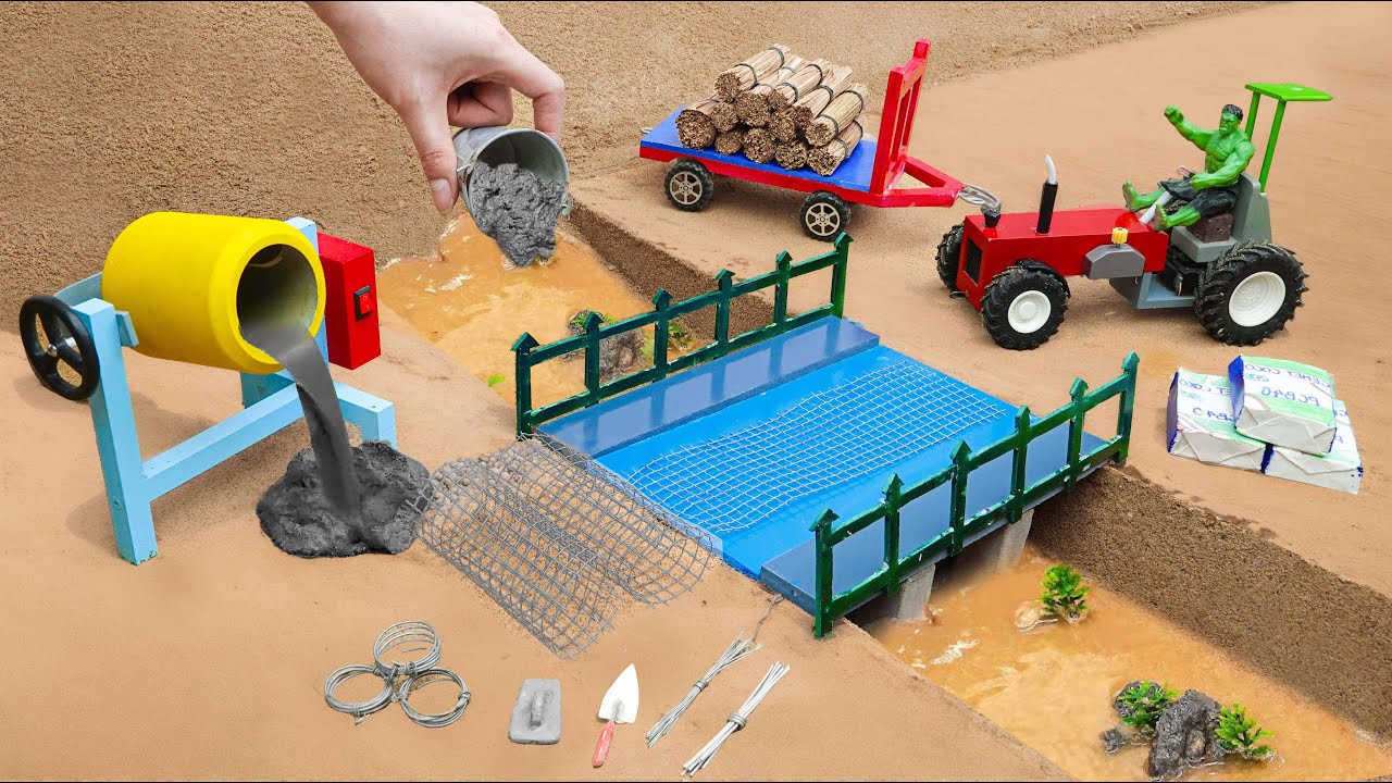 DIY Mini Tractor Bridge Project | How to Drive a Heavy Cart Over a ...