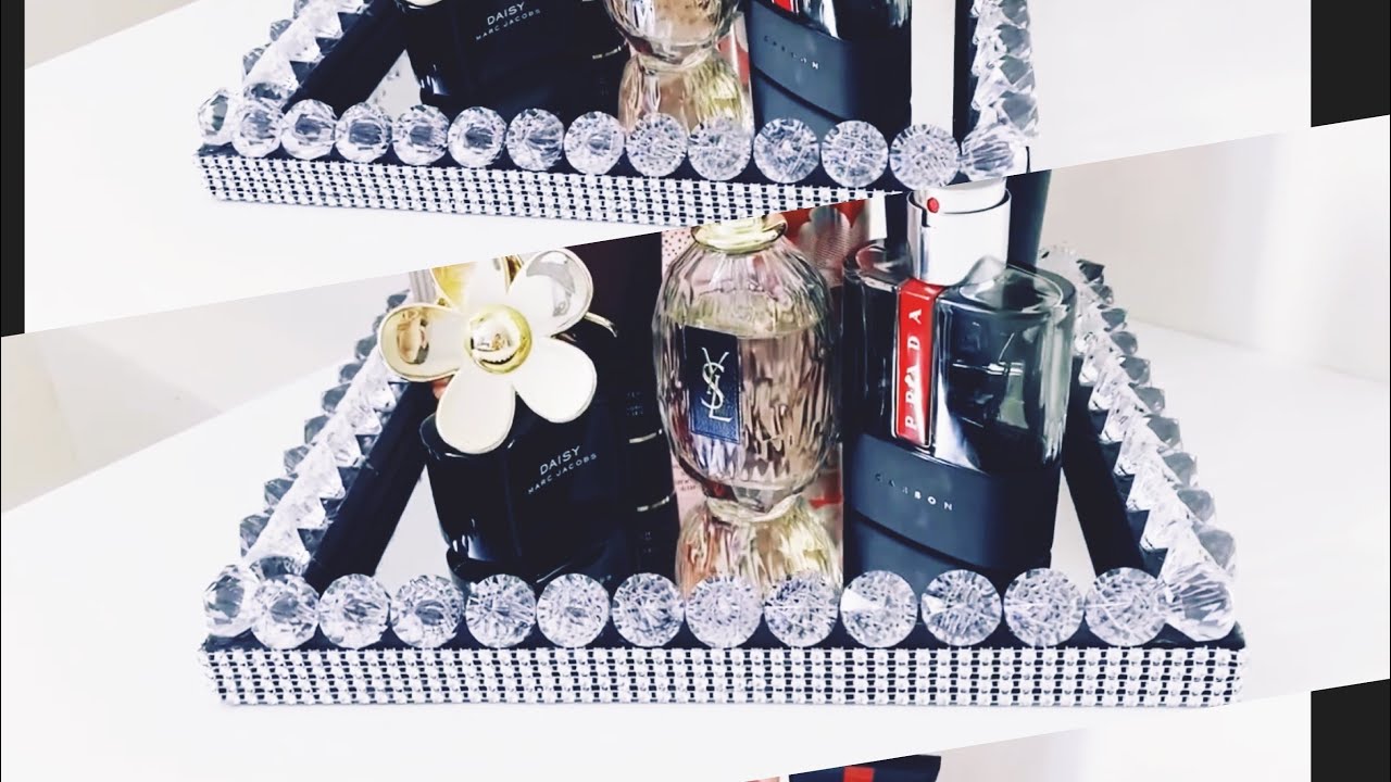 Decorative tray DIY home decor glam look - YouTube