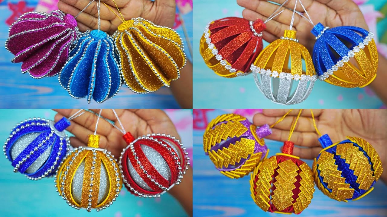 4 Handmade Christmas Ball Idea😍 Affordable Crafts For Xmas Tree ...