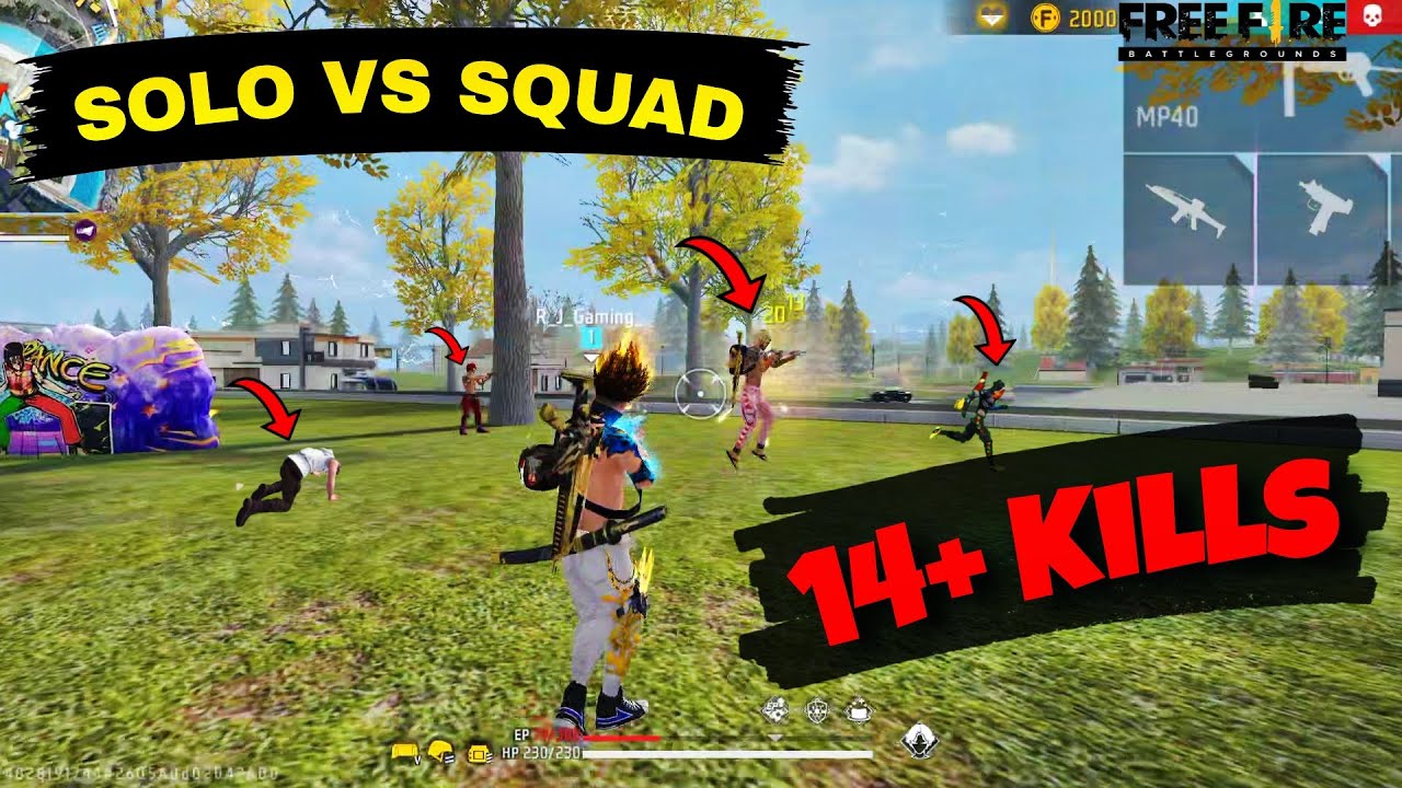 SOLO VS SQUAD 14+ Kill Gameplay BR RANK HEROIC LOBBY - YouTube