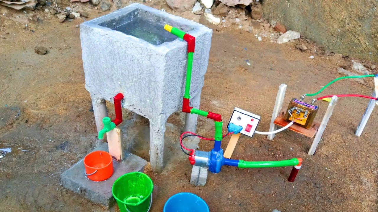 How to make mini water pump | science project | Water tank construction ...