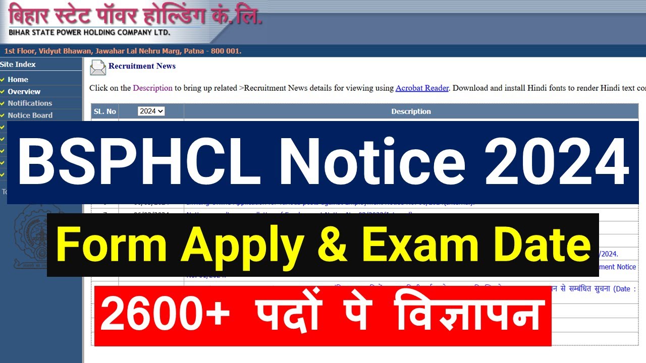 BSPHCL Recruitment 2024 🔥 BSPHCL Online Form Registration Date - YouTube