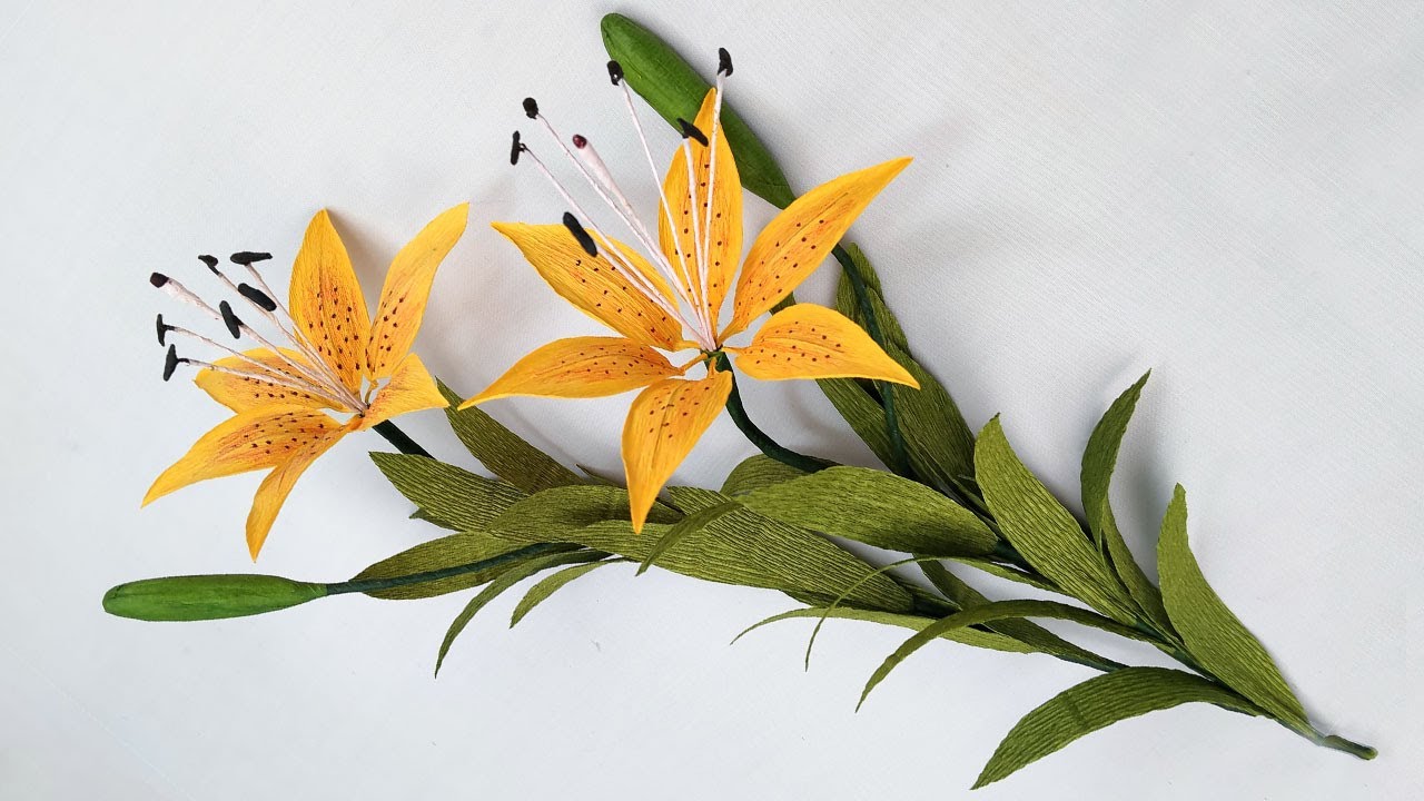 Wood Lily Flower Make From Crepe Paper DIY | Bopha Handmade - YouTube