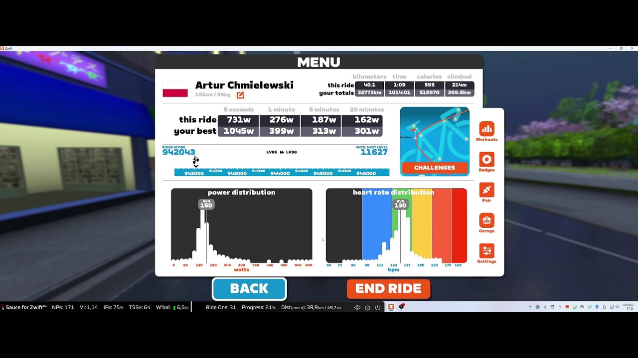 Zwift Camp Baseline | Workout 1: Sprint Test | “Sprinter's Playground ...