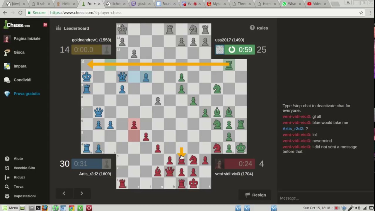 4 players chess (part 6) Hunting for points ;) - YouTube