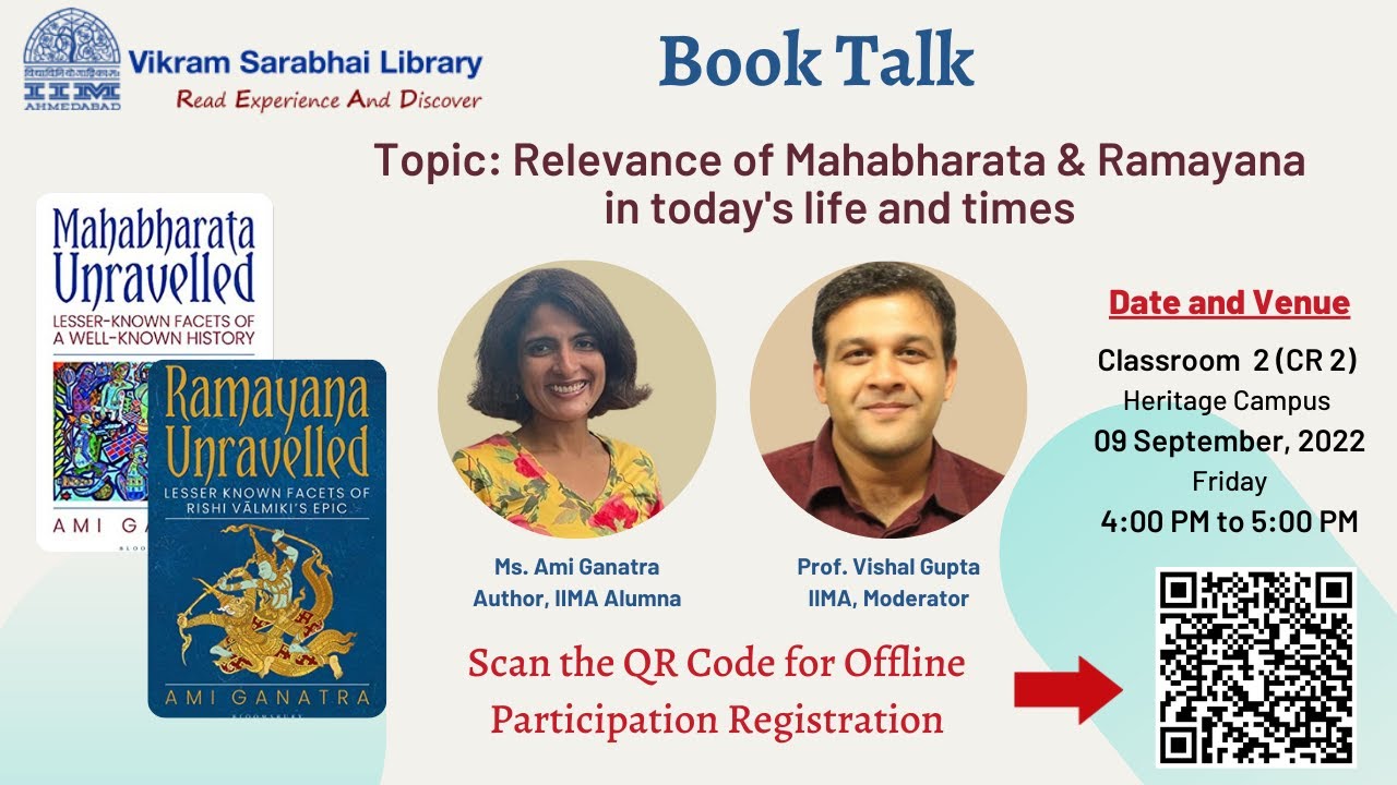VSL Book Talk | Ms Ami Ganatra | Mahabharata/Ramayana Unravelled with ...