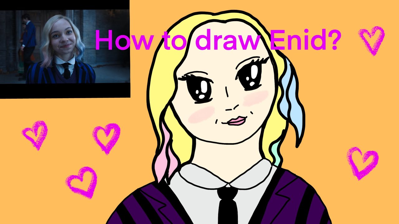 How to draw Enid? Cute and pretty Enid - YouTube