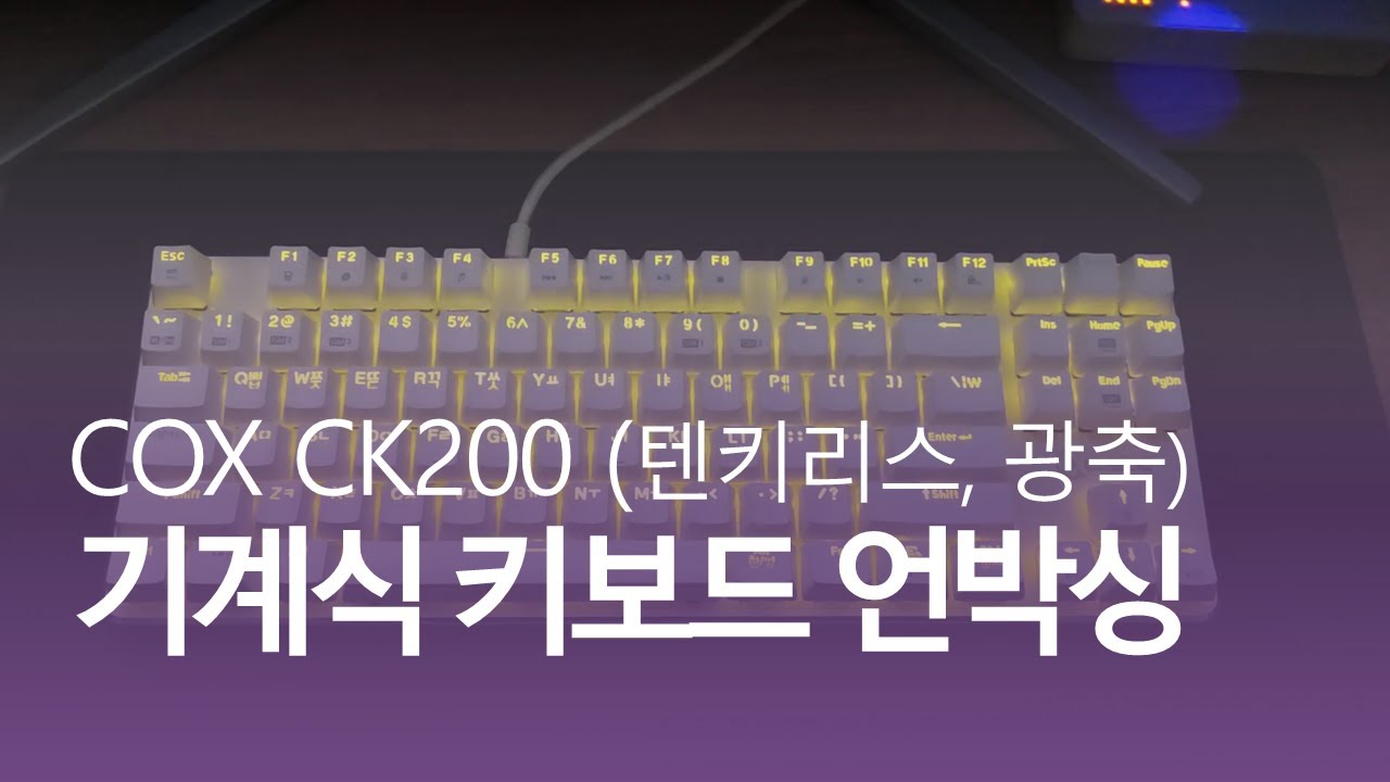 [몽환먼지] 기계식 키보드 언박싱 | 리뷰 | COX CK200 | 광축,청축 | 텐키리스 - YouTube